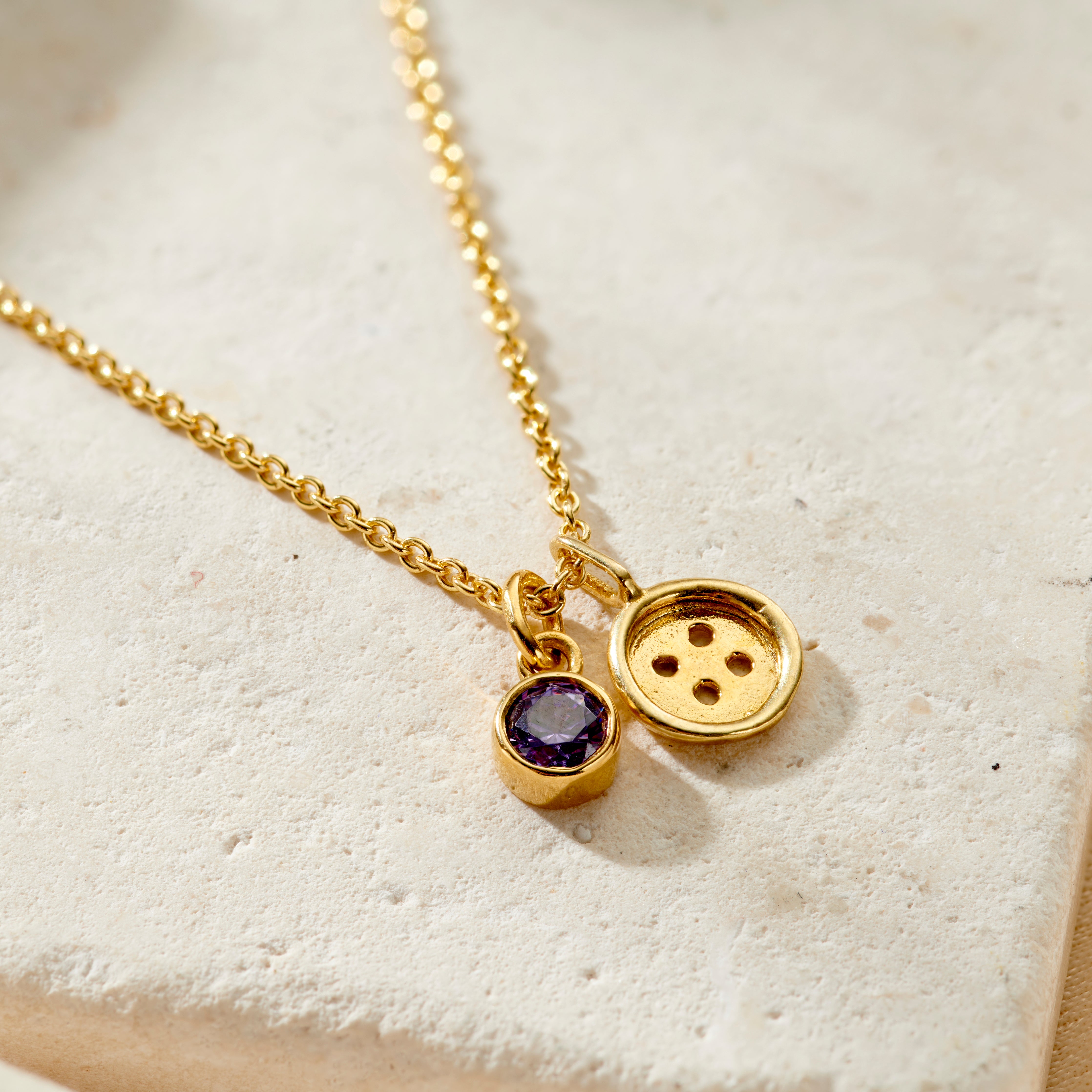 Button & Birthstone Charm Necklace | Posh Totty Designs