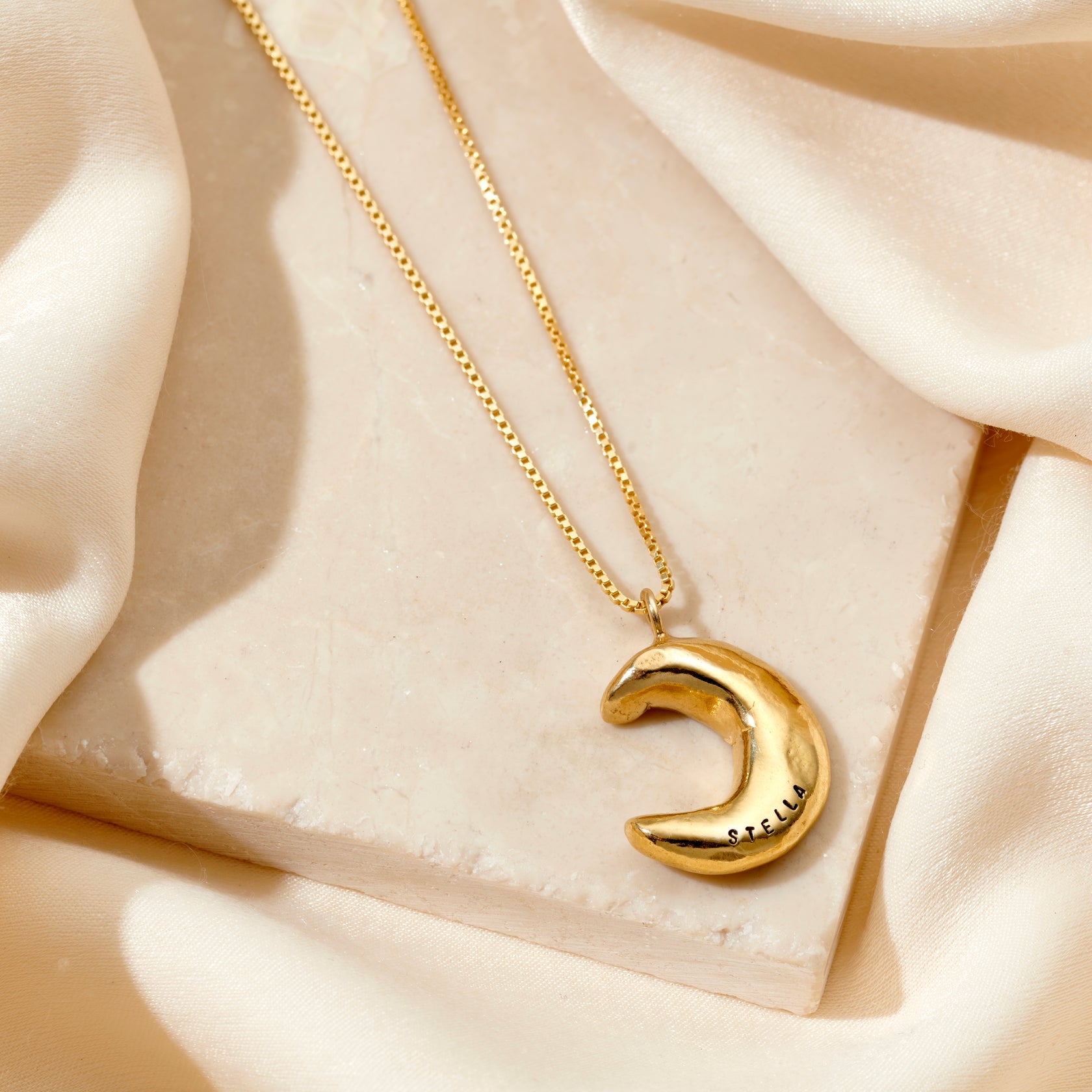 Personalised Chunky Fortune Moon Necklace | Posh Totty Designs