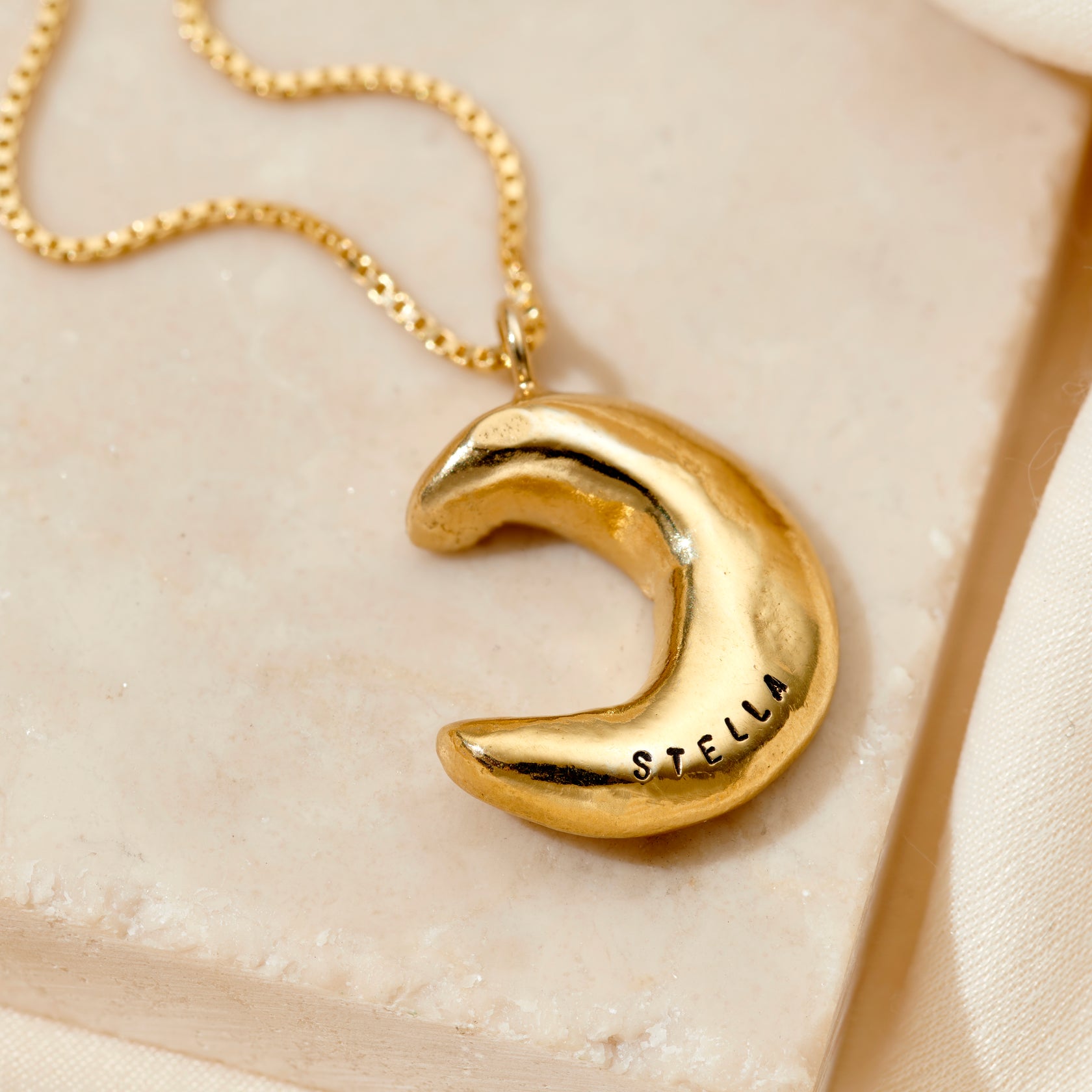 Personalised Chunky Fortune Moon Necklace | Posh Totty Designs