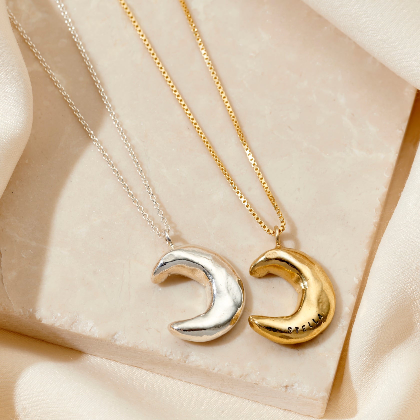 Personalised Chunky Fortune Moon Necklace | Posh Totty Designs