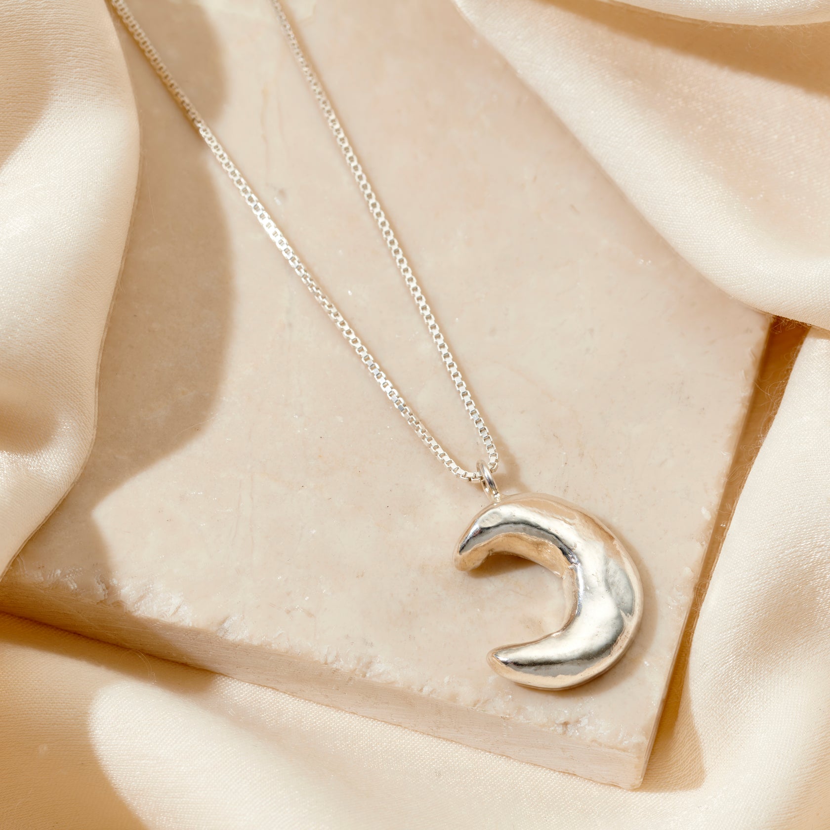 Personalised Chunky Fortune Moon Necklace | Posh Totty Designs