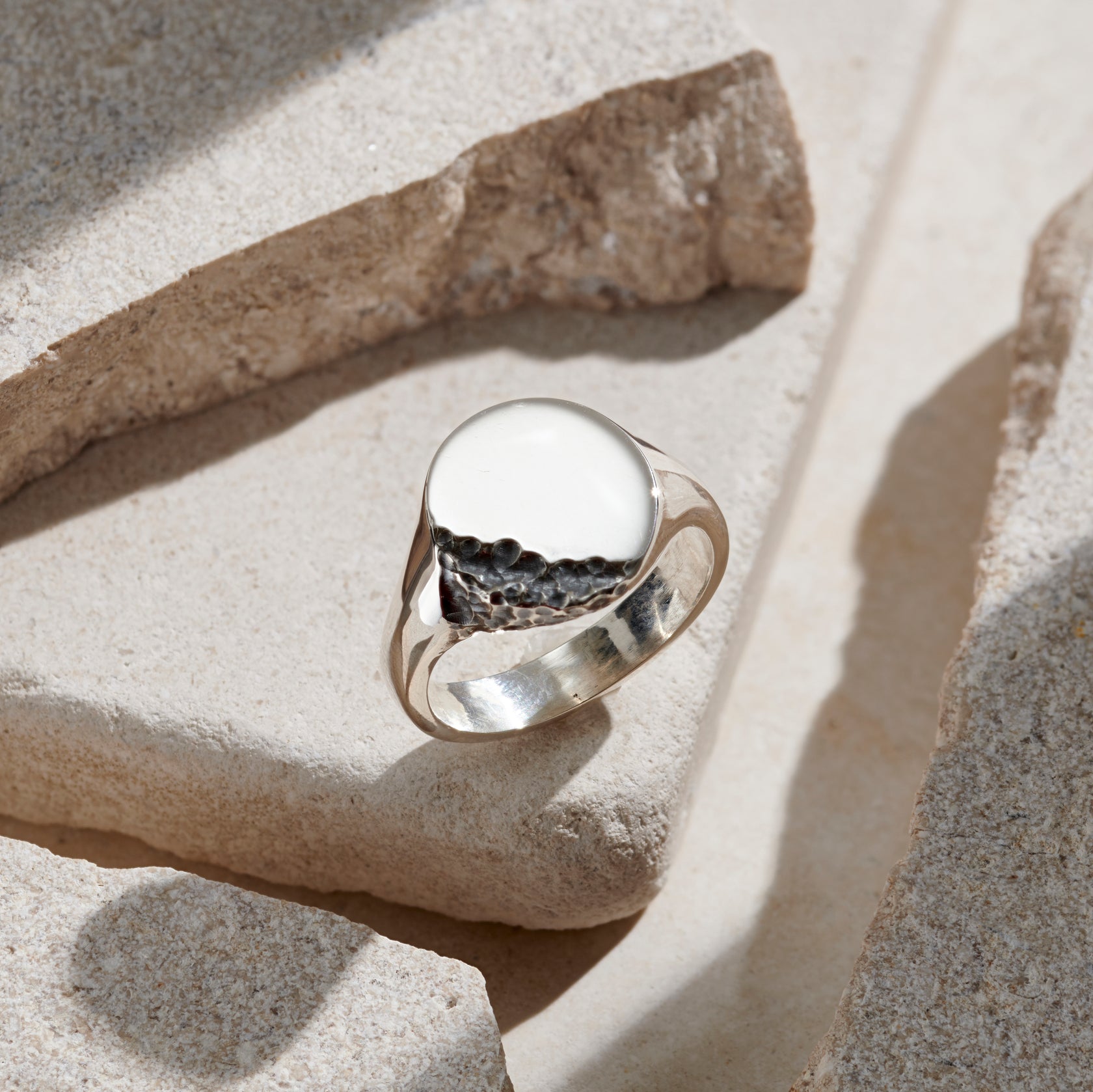 Personalised Strata Oval Signet Ring | Posh Totty Designs