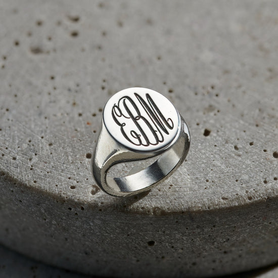 Mens Chunky Monogrammed Signet Ring | Posh Totty Designs